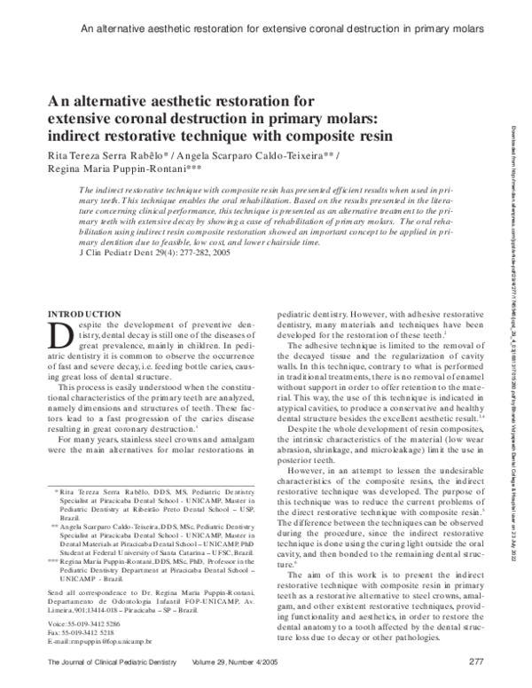 (PDF) An alternative aesthetic restoration for extensive coronal ...