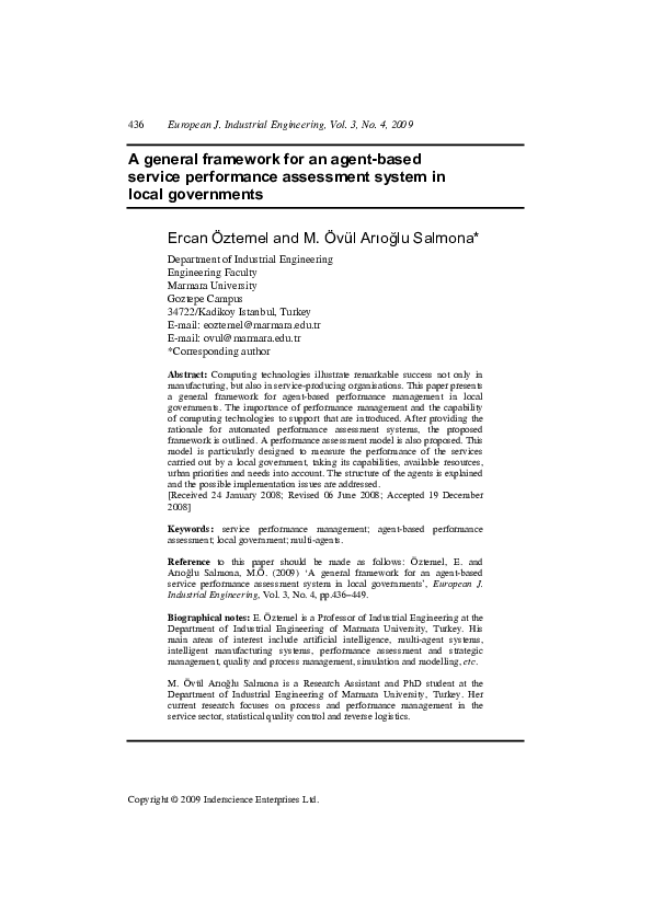 (PDF) A general framework for an agent-based service performance ...