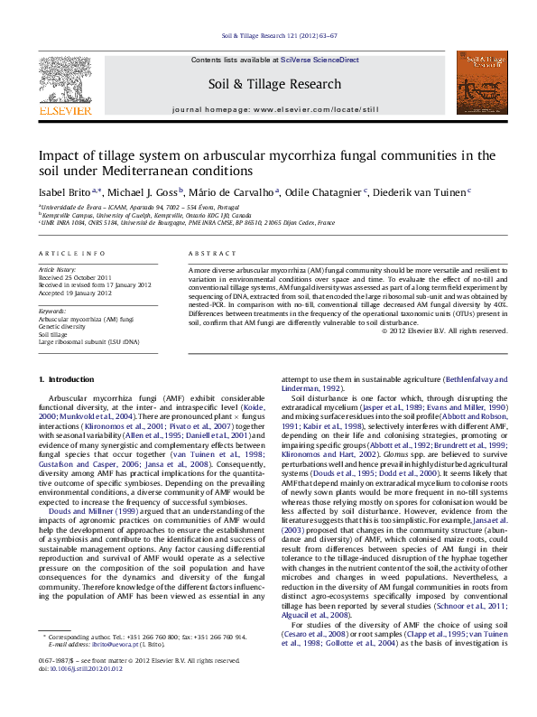 (PDF) Tillage Impact on Mycorrhizal Fungal Diversity