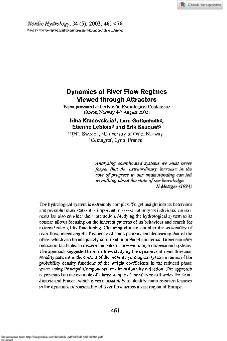 (PDF) Dynamics of River Flow Regimes Viewed through Attractors