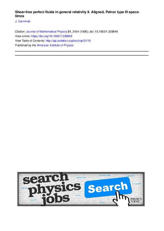 (PDF) Shear-free perfect fluids in general relativity: III. Petrov type III spacetimes