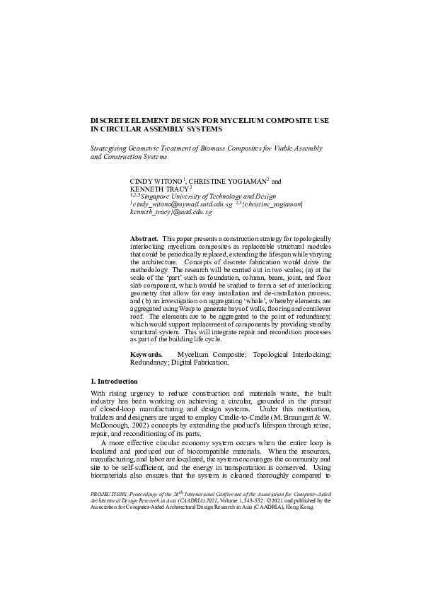 Pdf Discrete Element Design For Mycelium Composite Use In Circular