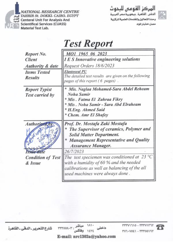 (PDF) ELASTOSEAL NRC REPORT | Tarek Elemam - Academia.edu