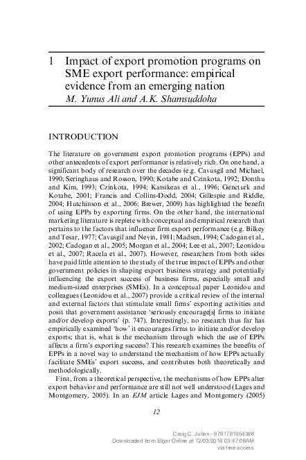 (PDF) Impact of export promotion programs on SME export performance ...