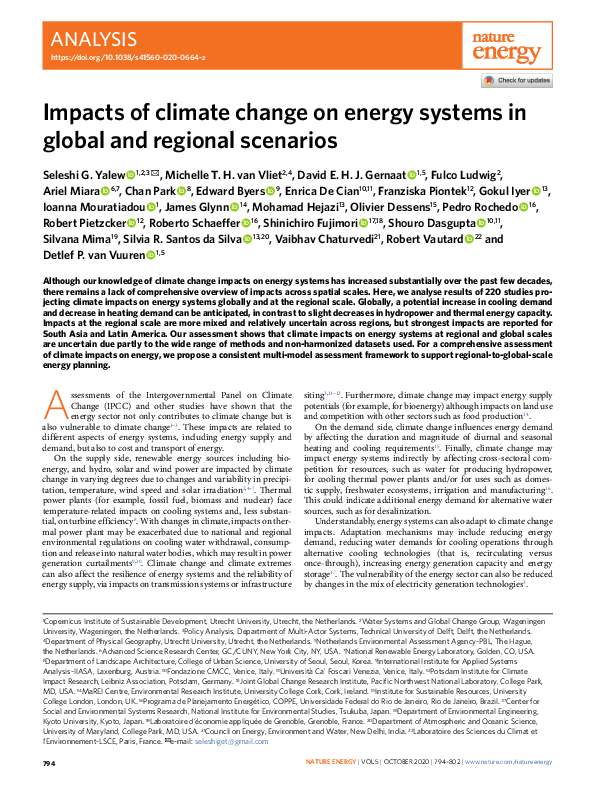 (PDF) Impacts of climate change on energy systems in global and ...