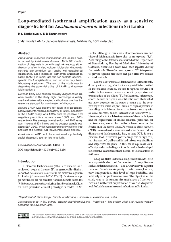 (PDF) Loop-mediated isothermal amplification assay as a sensitive diagnostic tool for Leishmania ...