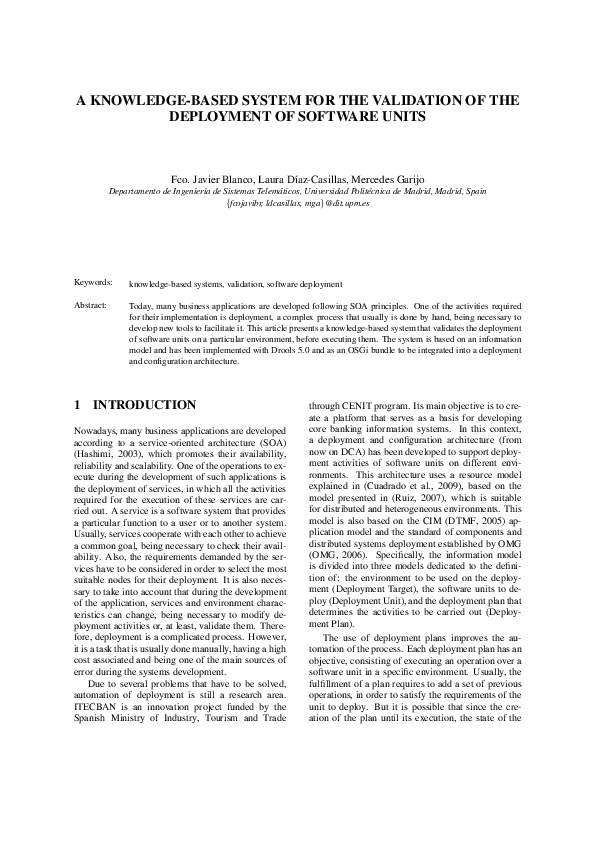 (PDF) A Knowledge-based System for the Validation of the Deployment of Software Units | Mercedes ...