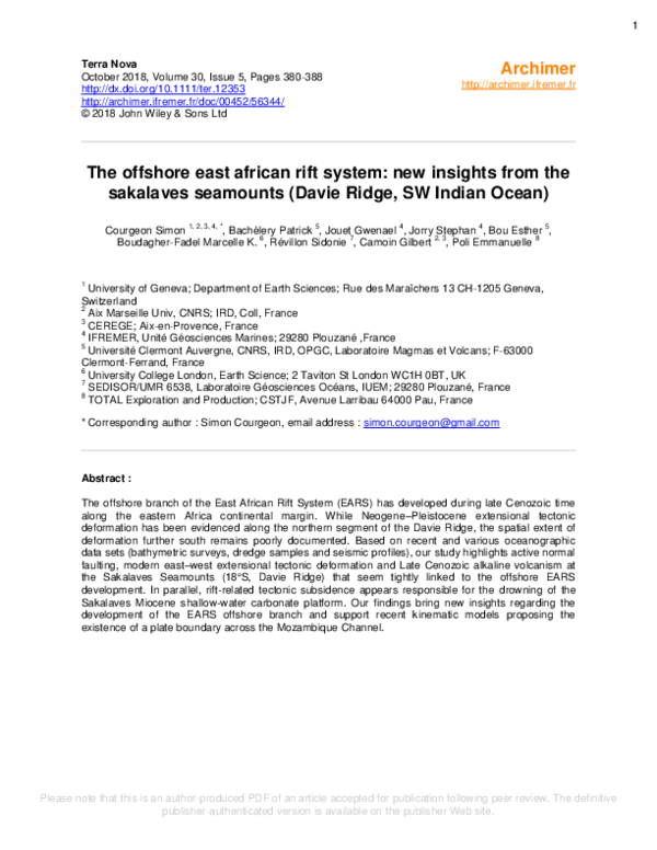 (PDF) The offshore east African rift system: new insights from the ...