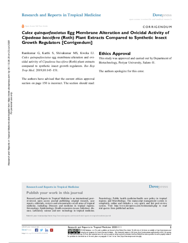 (PDF) Culex quinquefasciatus Egg Membrane Alteration and Ovicidal ...