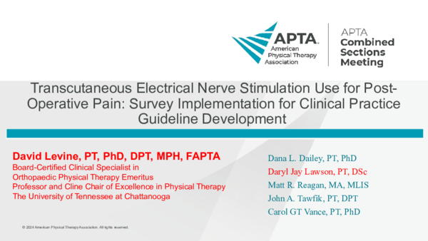(PPT) Transcutaneous Electrical Nerve Stimulation Use for Post ...