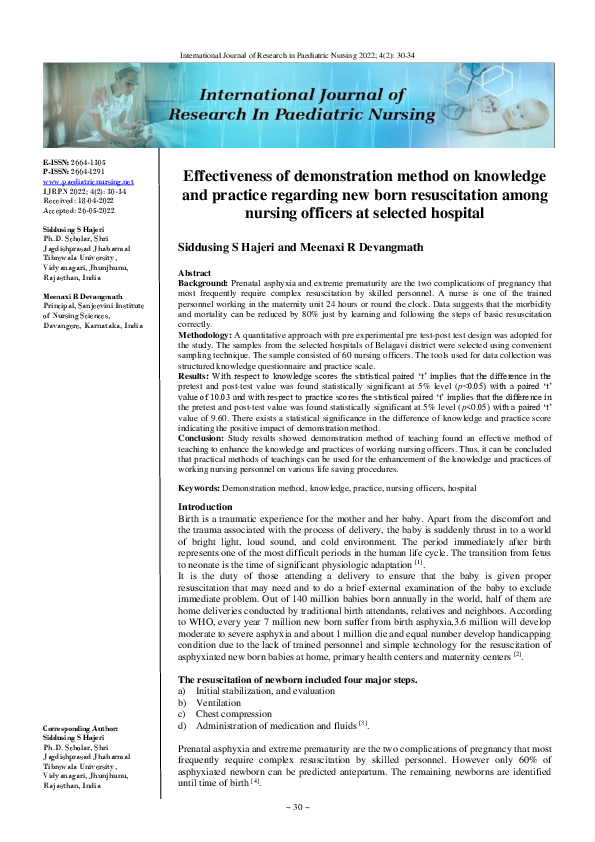 (PDF) Effectiveness of demonstration method on knowledge and practice ...