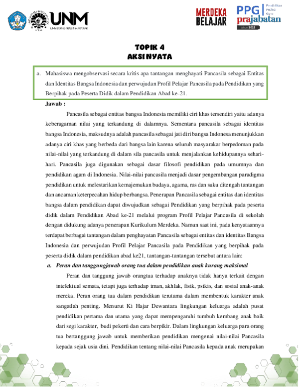 (PDF) Topik 4 Aksi Nyata Mata Kuliah Filosofi Pendidikan Indonesia