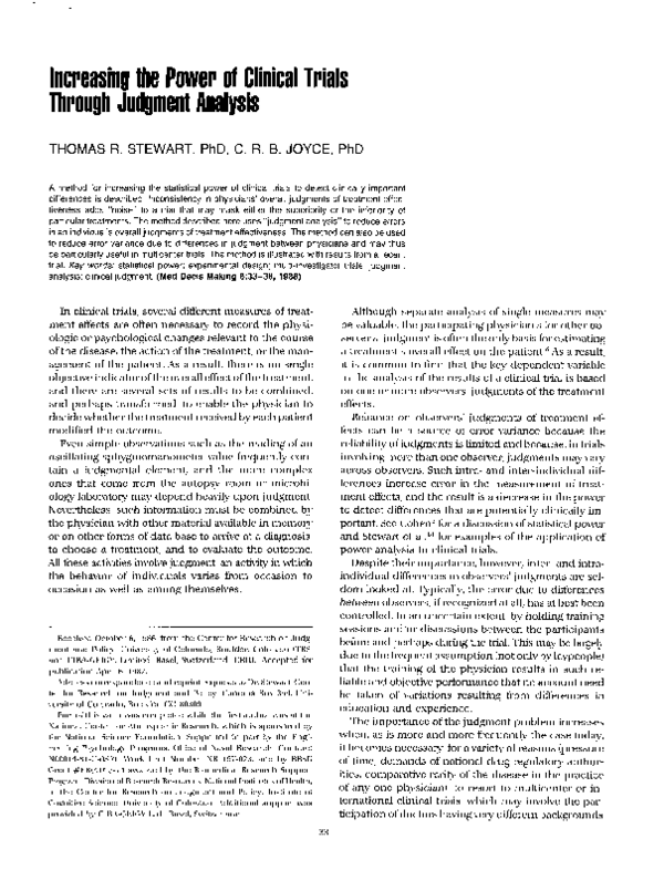 (PDF) Increasing the Power of Clinical Trials Through Judgment Analysis