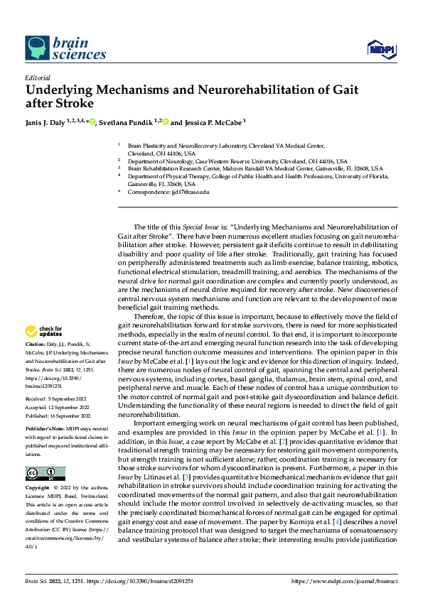 (PDF) Underlying Mechanisms and Neurorehabilitation of Gait after Stroke