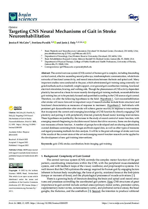 (PDF) Targeting CNS Neural Mechanisms of Gait in Stroke Neurorehabilitation