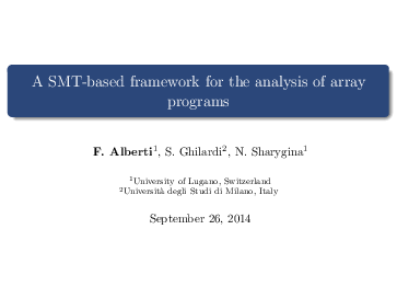 (PDF) A SMT-based framework for the analysis of array programs