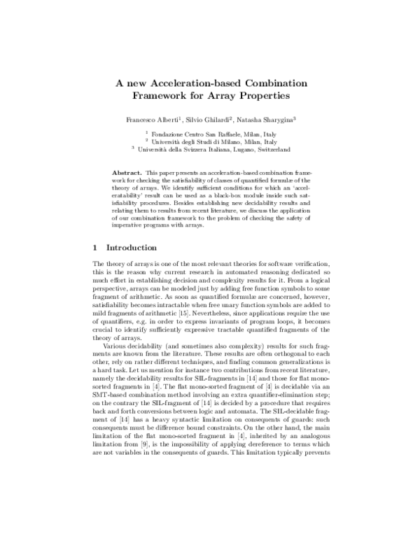 Pdf A New Acceleration Based Combination Framework For Array Properties