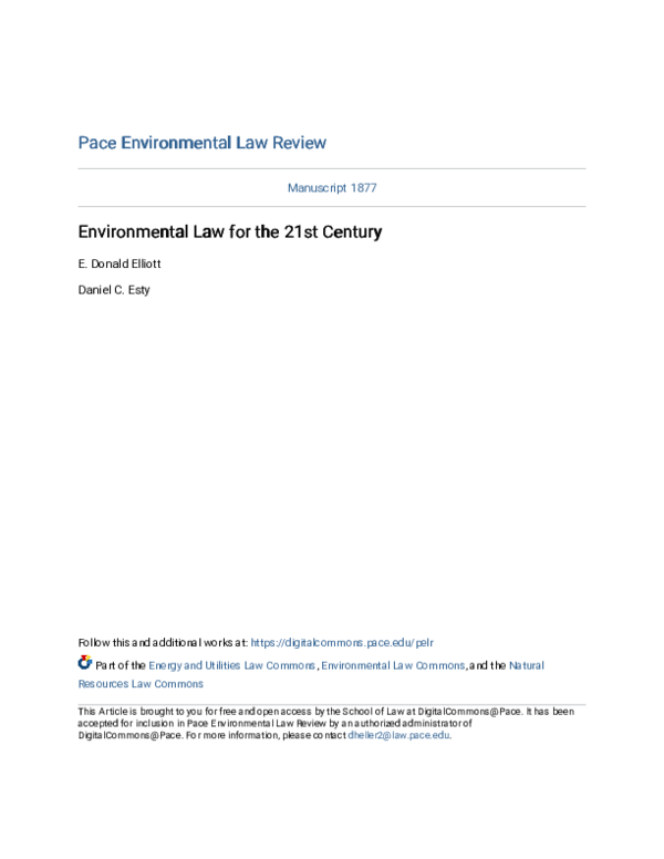 (PDF) Environmental Law for the 21st Century