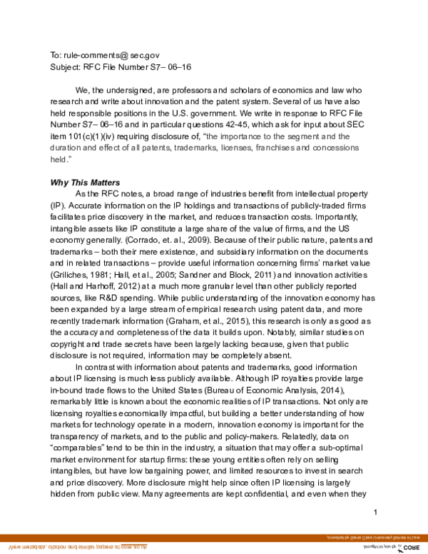 (PDF) Comment to the SEC in Support of the Enhanced Disclosure of ...