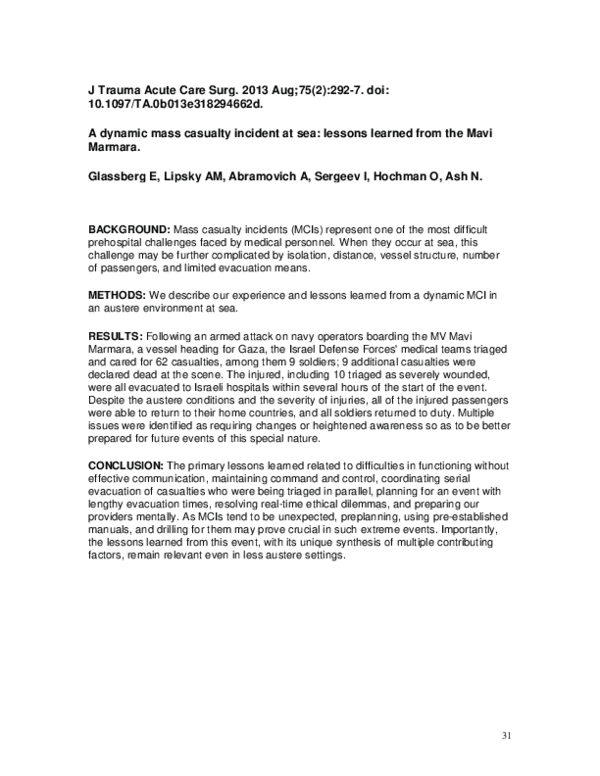 (PDF) A dynamic mass casualty incident at sea