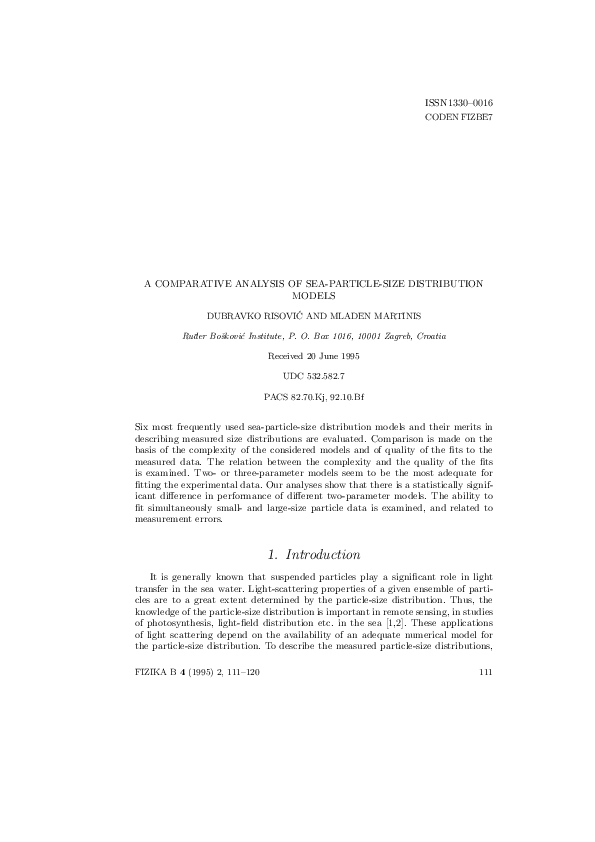(PDF) A comparative analysis of sea-particle-size distribution models