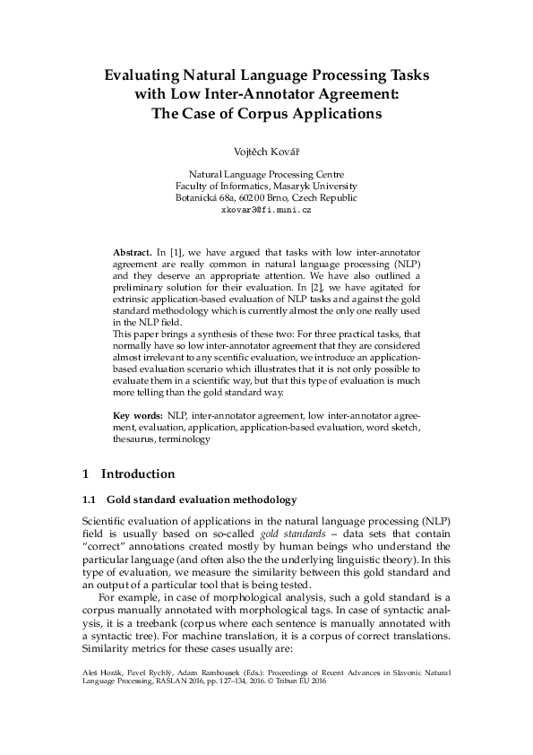 (PDF) Evaluating Natural Language Processing Tasks with Low Inter-Annotator Agreement: The Case ...