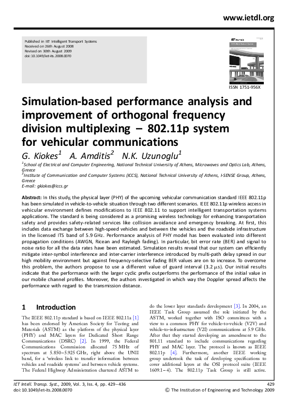 (PDF) Simulation-based performance analysis and improvement of orthogonal frequency division ...