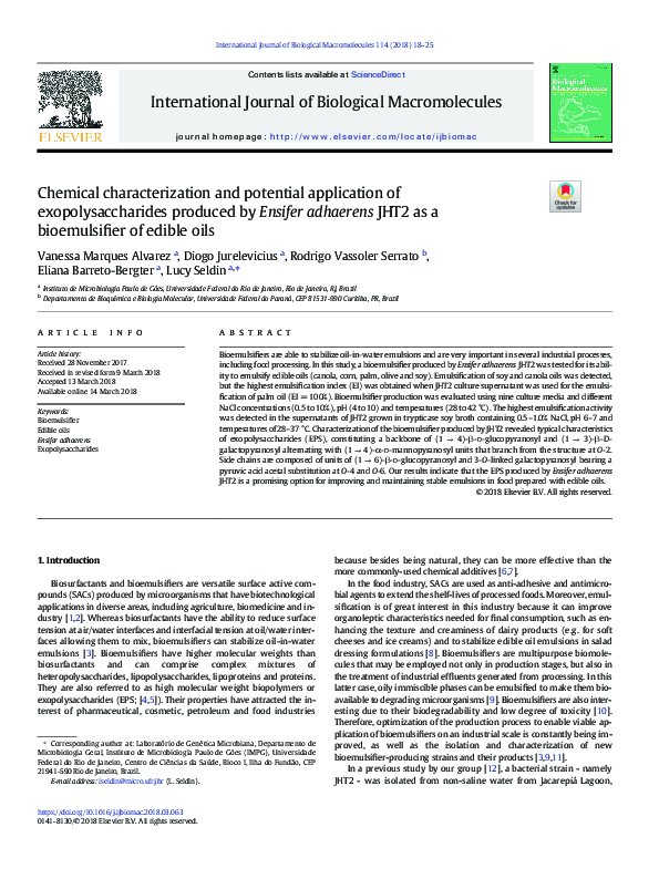 (PDF) Chemical characterization and potential application of exopolysaccharides produced by ...