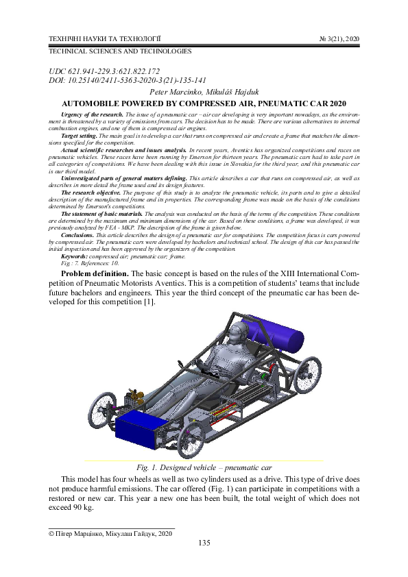 (PDF) Automobile Powered by Compressed Air, Pneumatic Car 2020
