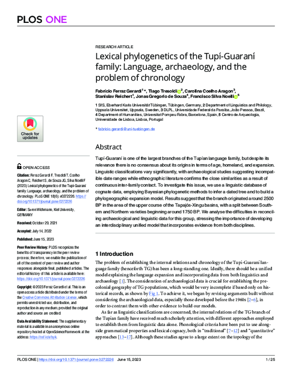 (PDF) Lexical phylogenetics of the Tupí-Guaraní family: Language ...