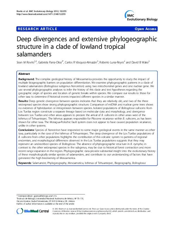 (PDF) Deep divergences and extensive phylogeographic structure in a ...