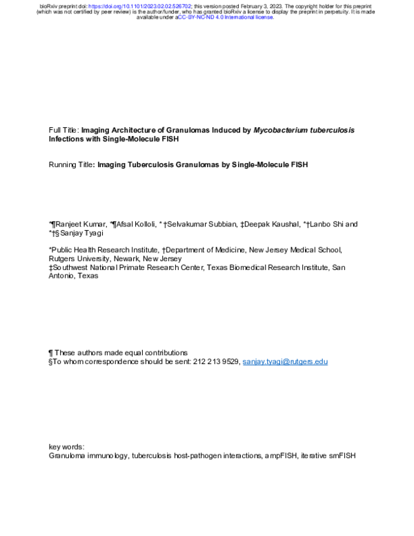 (PDF) Imaging Architecture of Granulomas Induced byMycobacterium ...