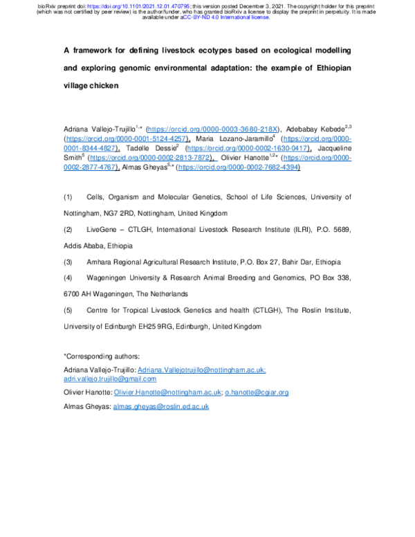 (PDF) A framework for defining livestock ecotypes based on ecological ...