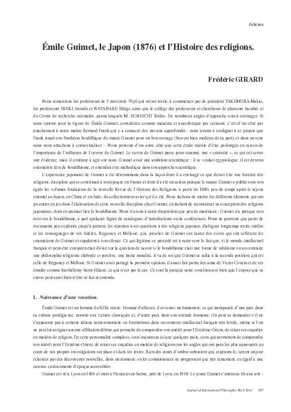 (PDF) « Emile Guimet, le Japon (1876) et l’Histoire des religions