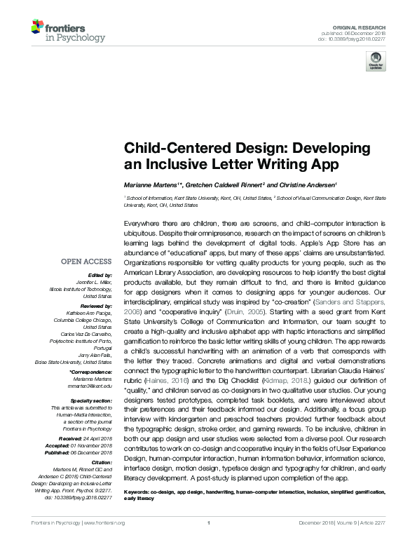 (PDF) Child-Centered Design: Developing an Inclusive Letter Writing App