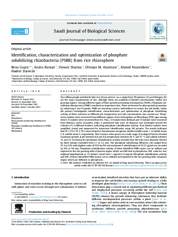 (PDF) Identification, characterization and optimization of phosphate solubilizing rhizobacteria ...