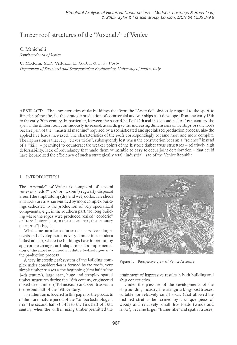 (PDF) Timber roof structures of the "Arsenale" of Venice