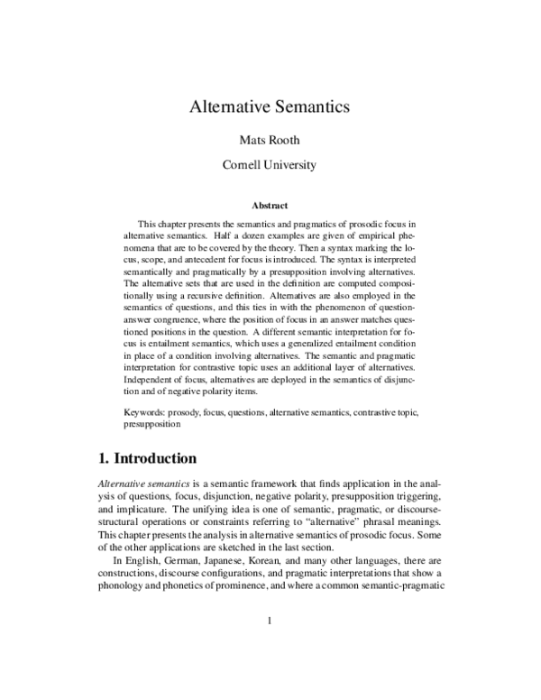 (PDF) Alternative Semantics