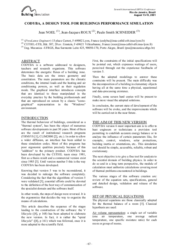 (PDF) CODYBA, A DESIGN TOOL FOR BUILDINGS PERFORMANCE SIMULATION