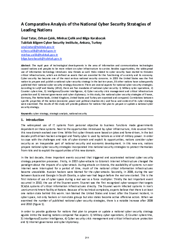 (PDF) Comparative Analysis of the National Cyber Security Strategies of