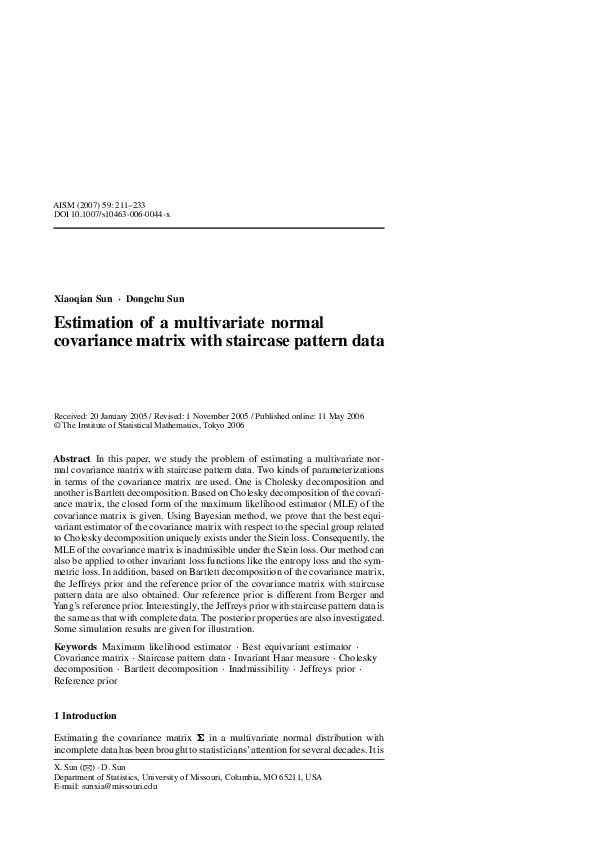 Estimation of a Multivariate Normal Covariance Matrix with Staircase ...