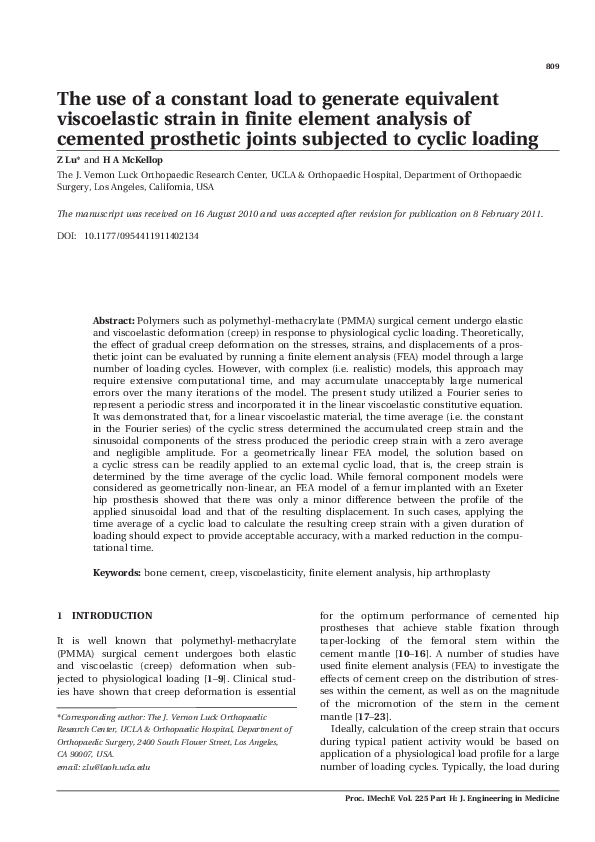 (PDF) The use of a constant load to generate equivalent viscoelastic strain in finite element ...