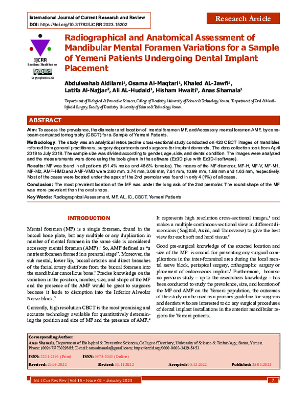 Pdf Radiographical And Anatomical Assessment Of Mandibular Mental