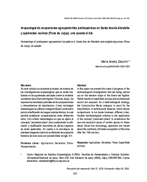 (PDF) 8. ZABURLÍN, M. A. - Arqueología de ocupaciones agropastoriles ...