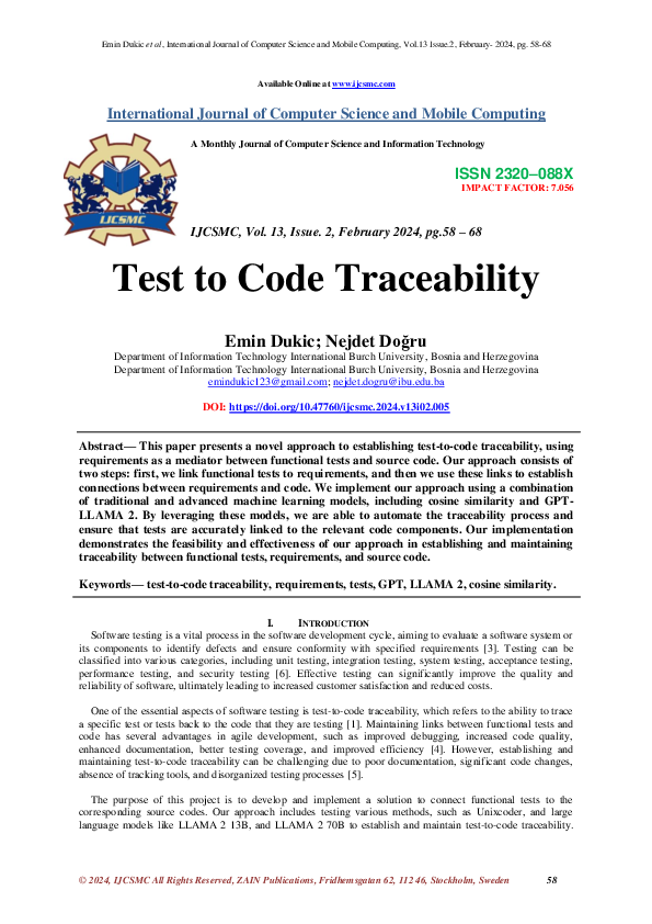 (PDF) Test to Code Traceability