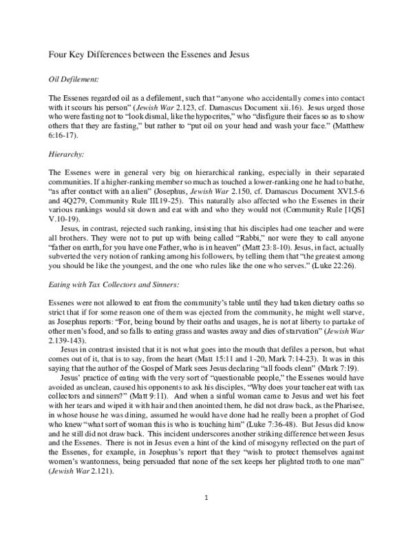 (PDF) Four Key Differences between the Essenes and Jesus