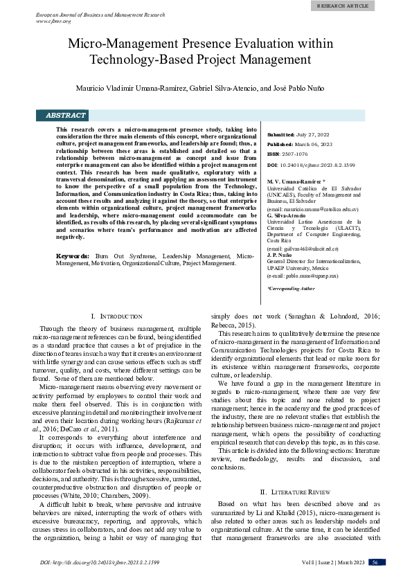 (PDF) Micro-Management Presence Evaluation within Technology-Based ...