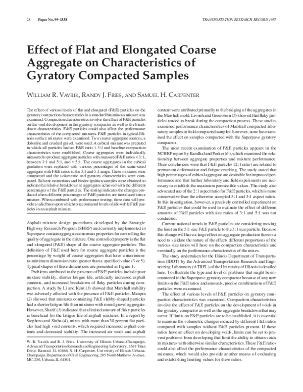 (PDF) Effect of Flat and Elongated Coarse Aggregate on Field Compaction ...