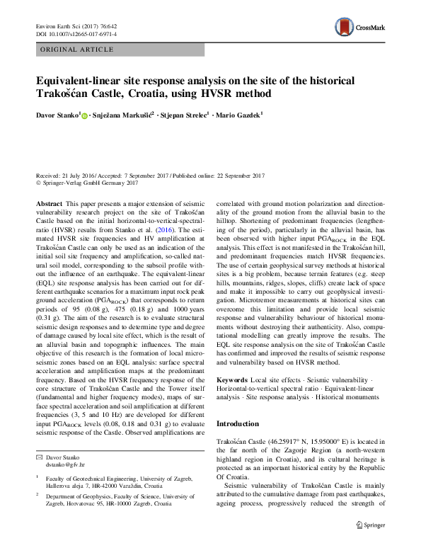 (PDF) Equivalent-linear site response analysis on the site of the ...