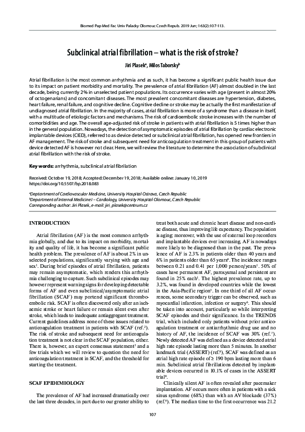Pdf Subclinical Atrial Fibrillation What Is The Risk Of Stroke
